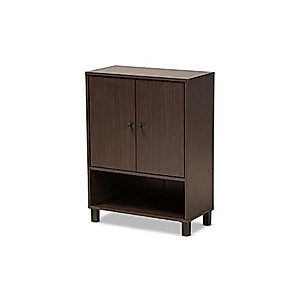 Baxton Studio Dark Brown Shoe Cabinet ATSC1613-Modi Wenge-Shoe Cabinet