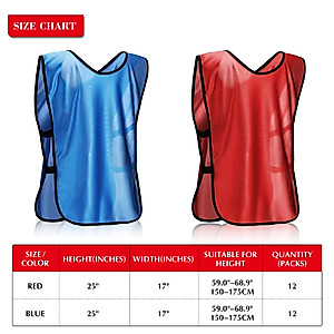 Geyoga 24 Pack Pinnies Scrimmage Vests Practice Jersey for Men Soccer Vests Adult Soccer Team Training Vest(Blue, Red)
