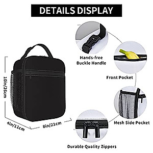 MDMEI Black Lunch Box Insulated Tote Lunch Bag for Adult Women Men Teen Boys Kids, Reusable Durable Freezable Thermal Cooler Bag for School Work Hiking Travel Picnic