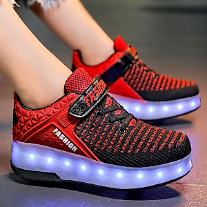 AIkuass Roller Shoes USB Rechargeable Wheely Shoe LED Light Up Skate Shoes Breathable Sport Sneakers for Boys Girls Christmas Thanksgiving Gifts