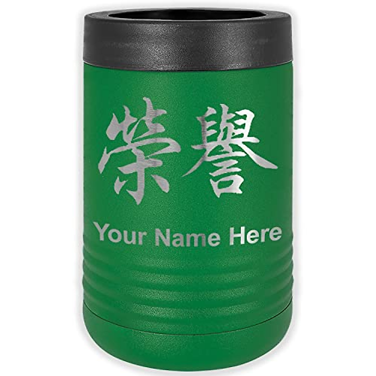 LaserGram Double Wall Insulated Beverage Can Holder, Chinese Honor Symbol, Personalized Engraving Included (Standard Can, Green)