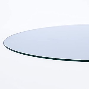36" Round Clear Tempered Glass Table Top 3/4" Thick Flat Polished Edge.