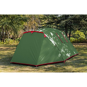KAZOO 4 Person Camping Tent Outdoor Waterproof Family Large Tents 4 People Easy Setup Tent with Porch Double Layer