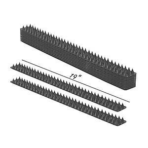Pack of 10 Plastic Bird Deterrent Spikes for Birds, Pigeon, Squirrel, Raccoon, Crow, and Cat Anti-Climb Strips to Deter Theft - Suitable for Wall, Windowsill, Railing, Fence, and Roof - Grey