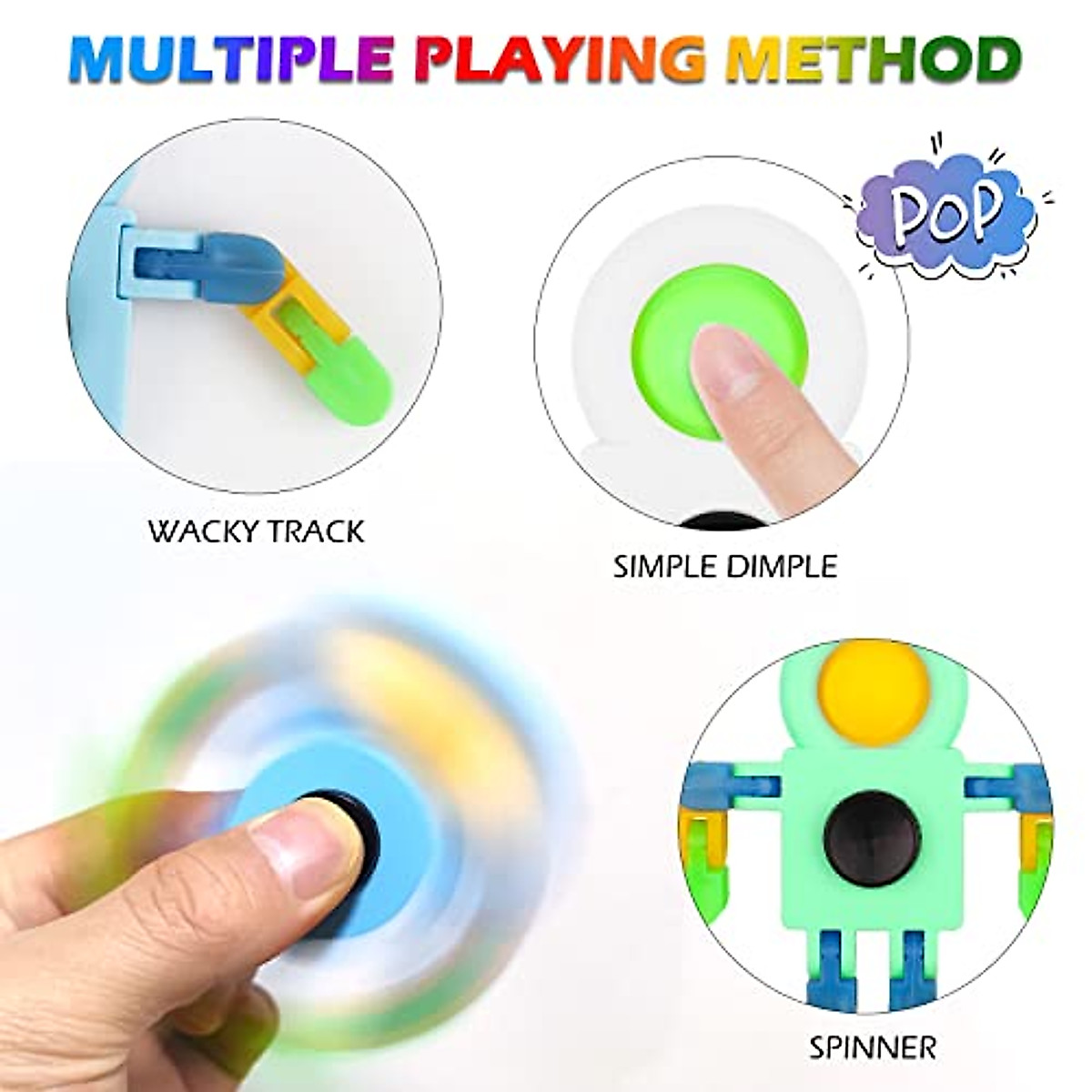 SoulLife 24 Pack Easter Basket Stuffers DIY Popper Chain Fidget Spinners Stress Relief Anxiety Reduction Fidget Toys Bulk, Birthday Return Gift Party Favors Classroom Prizes Stocking Stuffers for Kids