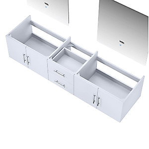 Lexora Geneva 80 in. W x 22 in. D Glossy White Double Bath Vanity and 30 in. LED Mirrors