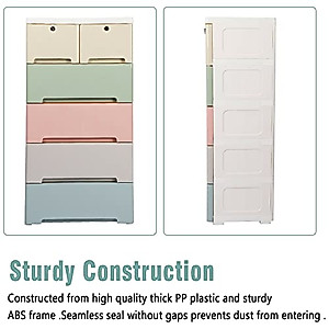 Nightstand Bedside Table Drawer Cabinet Plastic Drawers Dresser Storage Cabinet with 6 Drawers Closet Organizer Modern and Elegant Look Suitable for Closets Storage Tower Dresser