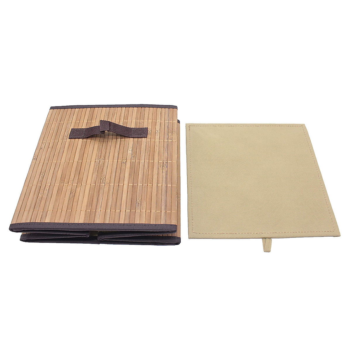 Seta Direct, Brown Natural Bamboo Collapsible Cube Storage Bins Shelf Organizer [3 Pack]