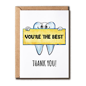 GoGiDesigns Dentist Thank You Card - You Are The Best Funny Card - Cute Tooth Card - Great Appreciation Card - Dental Thank You Card, White