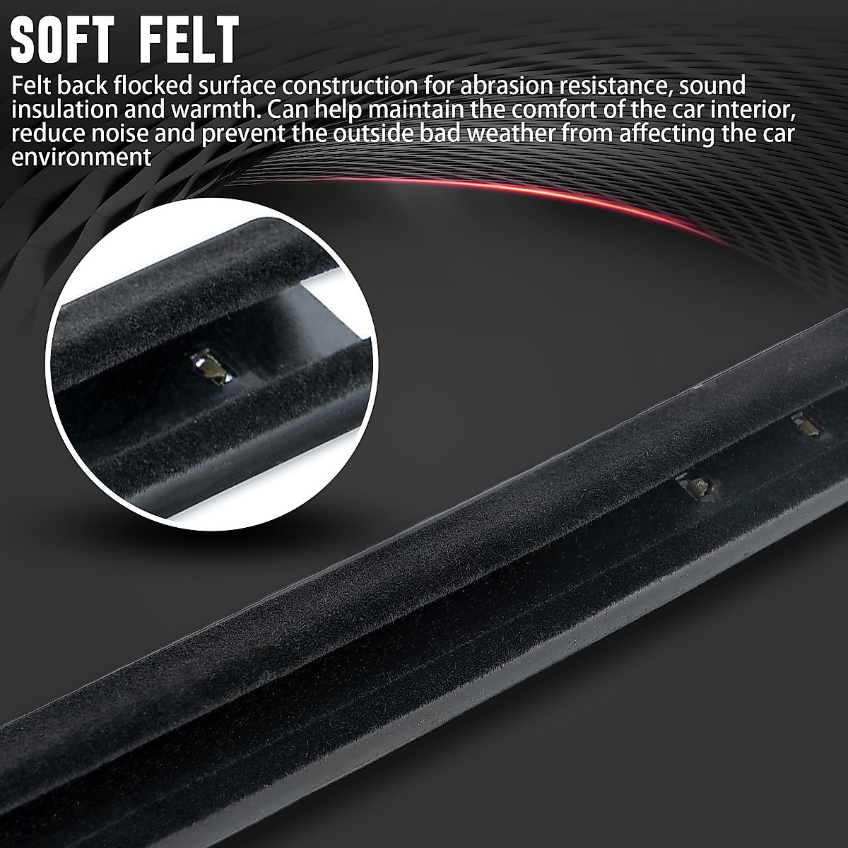 WEILEITE Rear Tailgate Liftgate Trunk Hatch Inner & Outer Car Window Molding Sweep Felt Trim Seal Weatherstrip Kit Compatible with Ford Bronco 1978-1996 Replace KF2027(2Pcs)