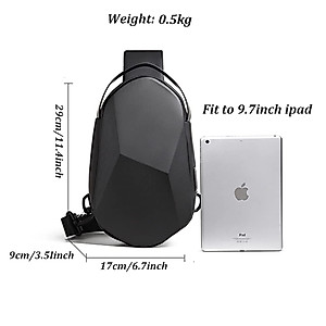 M.Baowant Hard Shell Crossbody Bag for Men With Usb Plug Fit 9.7inch Ipad Lightweight Casual Daypack For Hiking Walking Biking Travel Cycling