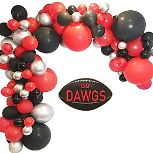 HAPPY - Red Black Silver Balloon Garland Arch Kit - 164 Professional Quality Latex Balloons in 4 Sizes for 30% Fuller 16ft Garland Arch - Graduation, 1st Birthday, Casino, Cars, Lady Bug, Too Fast…