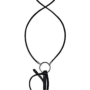 Reading Glasses Holder | Eyeglass Necklace | Sunglasses Necklace | Metal Loop Necklace | Gifts for Women | Black Stretch Silk - Silver Alloy