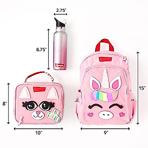 Highlights Customizable Critter Creator 15" Backpack Set for Kids with 15" Pink Backpack, Insulated Lunch Box, and Leakproof Water Bottle, For Boys and Girls Ages 3+