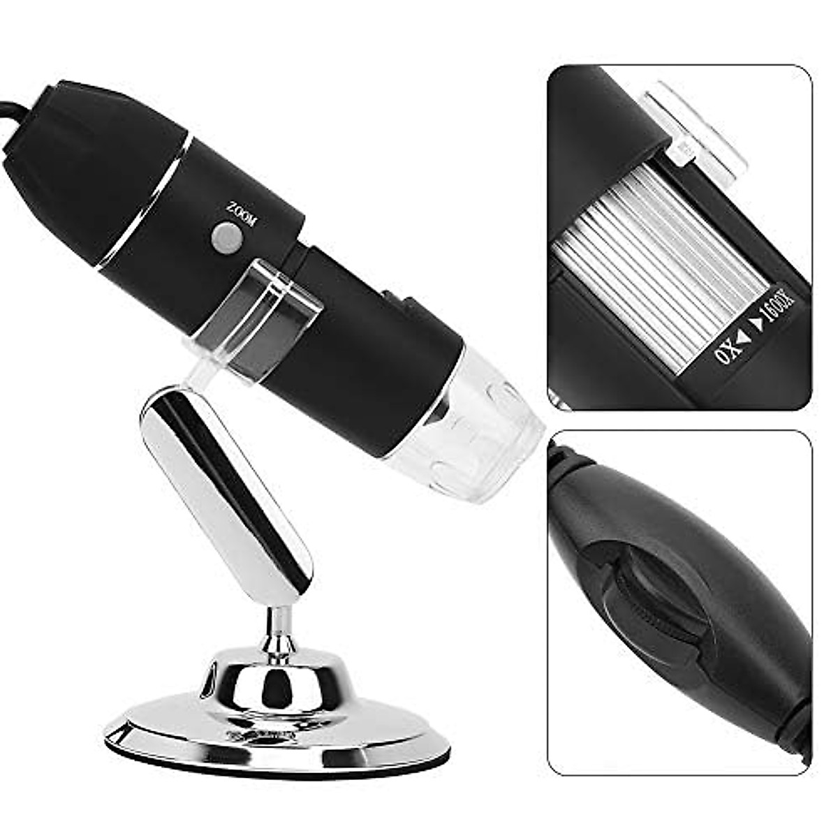 USB Digital Microscope,1600X Magnification Endoscope Mini Camera with 8 LEDs and Microscope Metal Stand,Compatible with Android, Mac,Window 7 8 10 for Kids, Students, Adults