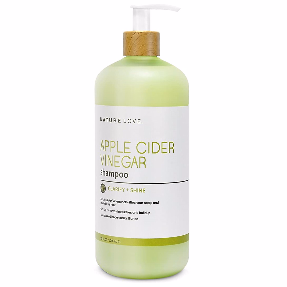 Nature Love Apple Cider Vinegar Shampoo | Clarify + Shine | Revitalize Hair and Scalp | Purifies Without Stripping | Paraben Free, Cruelty Free, Made in USA (25 oz)
