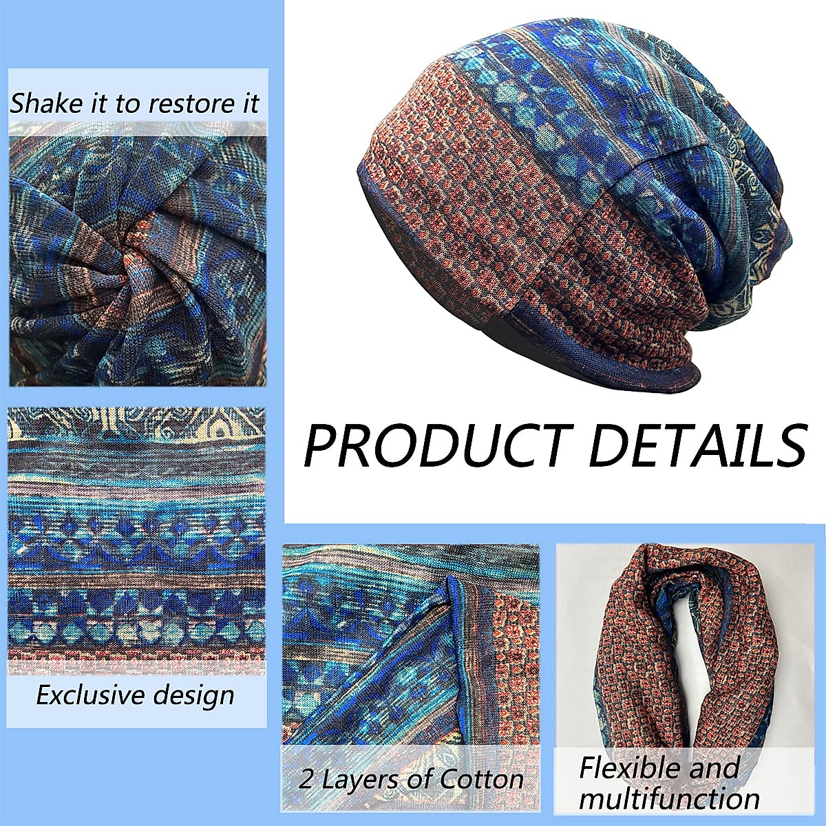 JarseHera Womens Slouchy Beanie Cotton Chemo Caps Cancer Headwear Hats Turban