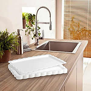 Serving Tray Food Tray for Fast Food | Snack | Fruit | Dessert - Plastic Trays Serving Platter for Kitchen | Cafeteria | Restaurant | Party | 14 x 9 Inches （4 pack)