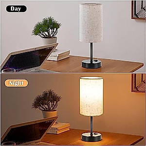 ZJOJO Table Lamp for Bedroom, Bedside Table Lamps Set of 2, Small Lamp with 3 Way Dimmable Desk Lamp Using Rocker Switch, Nightstand Lamp with AC Outlets for Living Room Home Decor