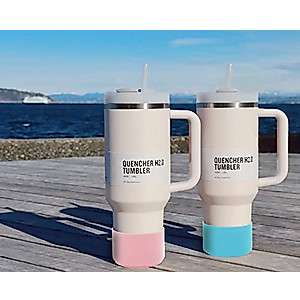 Silicone Boot for Stanley 40 oz Quencher Adventure Tumbler and IceFlow Flip 30 oz 20 oz, Stanley Cup Accessories Protector Sleeve Bottom Cover Bumper for Stanley 40 oz with Handle (White)