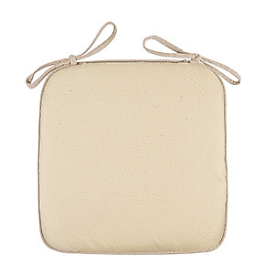 KingQin Set of 6 Dining Chair Pads Breathable Memory Foam Non-Slip 17.7" x 17.7" x 1.4" Home Kitchen Office Square Seat Cushions with Ties and Machine Washable Covers - Beige