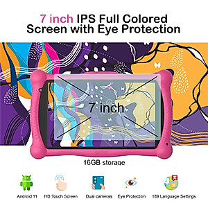 Contixo Kids Tablet, V10 7 Inch Tablet for Kids and Smart Watch Bundle, 2GB 32 GB Toddler Tablet with Bluetooth, with Smart Watch That Touch Screen, Camera, Video and Audio Recording (Pink)