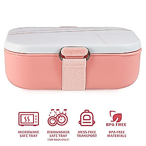 Caperci Modern Bento Lunch Box for Adult - 2 Layers Stackable Leak-proof Lunch Container for Adults & Older Kids, Original Sealing Strap, Built-in Divider & Utensil Set, Premium Materials (Pink)