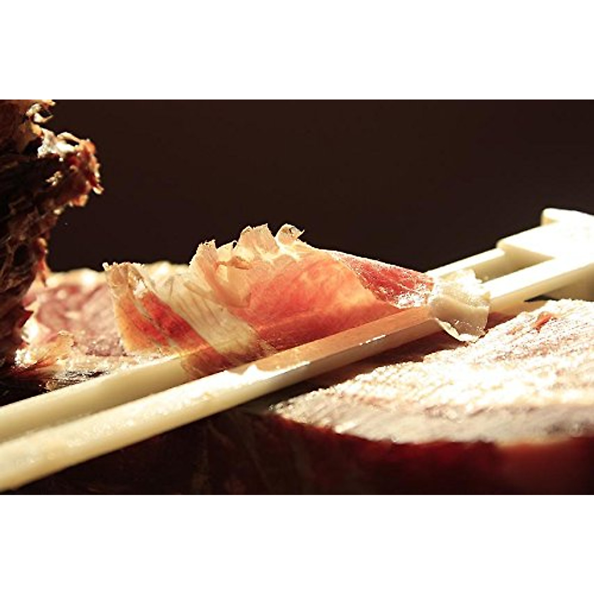 Ham Carving Knife with Anti-accident Protection 12-Inch - Flexible Stainless Steal Ham Slicing Knife for Slicing Serrano, Ibérico Ham & Italian Prosciutto