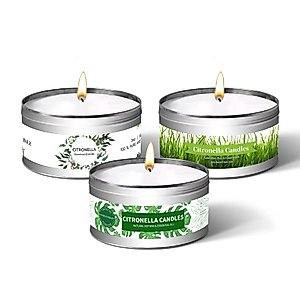 Gadojuewo 3 Pack 3.1OZ Citronella Candles Outdoor and Indoor,49 Hours Soy Wax Candle in Medium Bucket for Patio Ledge Garden Yard Beach