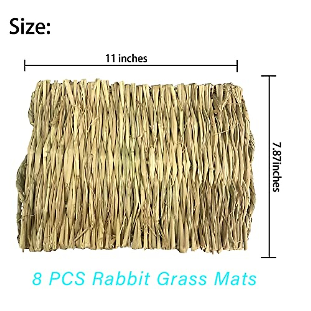 kathson Grass Mats for Rabbit,Bunny Natural Handcrafted Woven Bed Small Animal Hay Bedding Nest Rabbits Chew Toy Bedding for Guinea Pig Chinchillas Dogs Hamsters(8 PCS)
