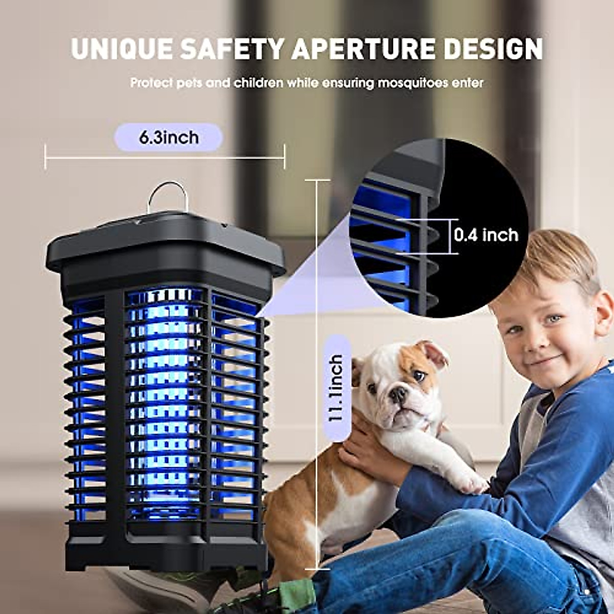 Bug Zapper for Outdoor and Indoor, High Powered 4200V Auto on/Off Electric Mosquito Zappers Killer, IPX4 Waterproof Fly Trap Outdoor, 18W Electronic Light Bulb Lamp for Home Backyard Patio