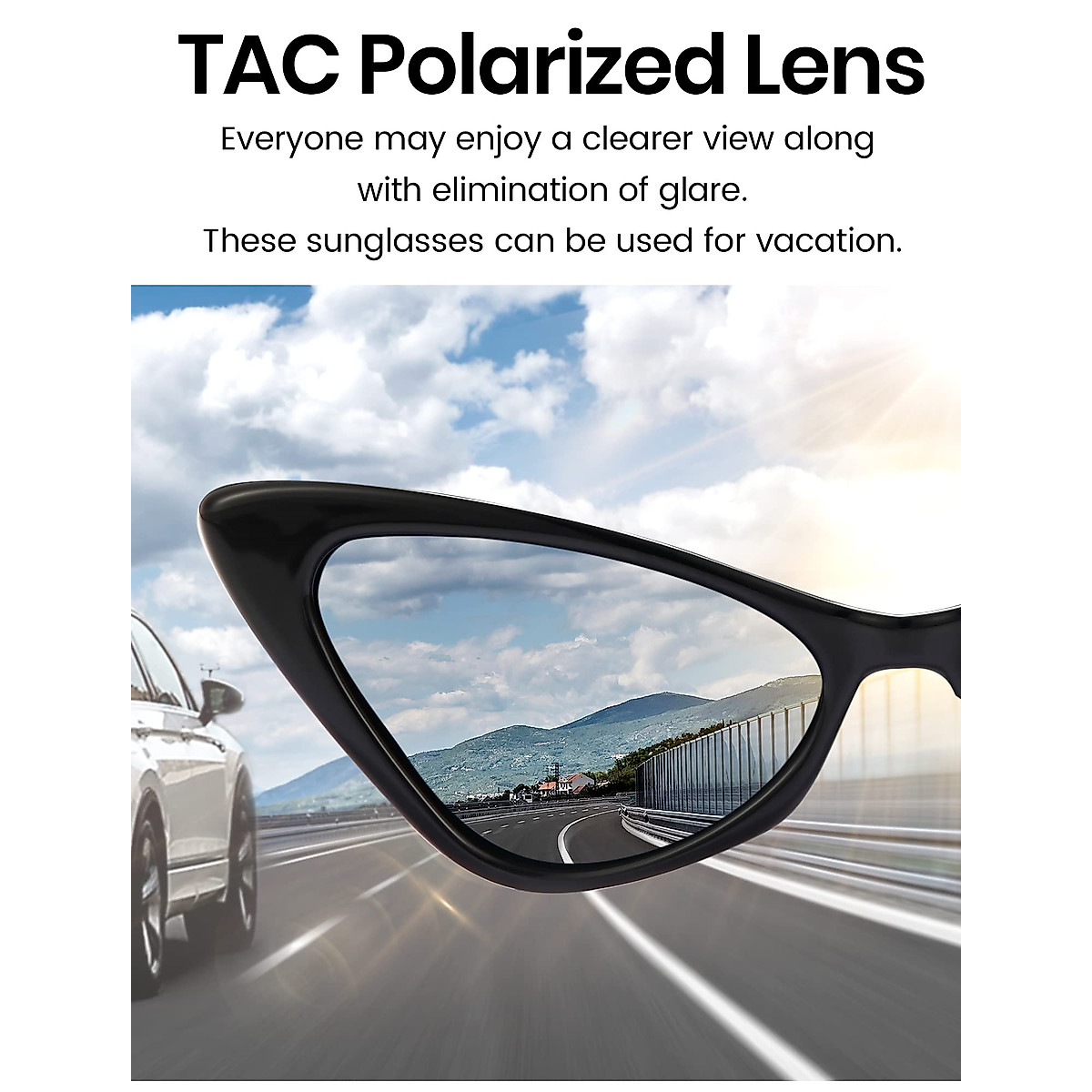 Veda Tinda Vision Oversized Cat Eye Sunglasses for Women Retro Trendy Acetate Frame Fun White Sun Glasses C22S04