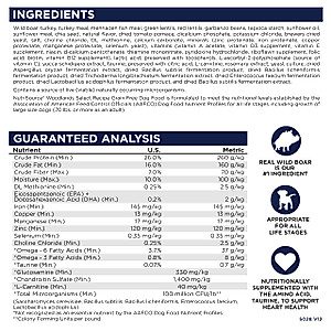 NutriSource Woodland Select Grain Free Dry Dog Food, Boar, Turkey and Menhaden Fish Meal, 26LB