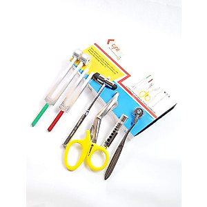 Cynamed Set of 6 pcs Reflex Percussion Buck Hammer + Penlight +Tuning Fork C 128 C 512 + Bandage Scissors 7.25" + Wartenberg Pinwheel (Set of 6)