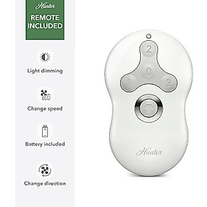 Hunter Fan 44 Inch Fresh White Ceiling Fan with Light and Remote Control, Indoor Ceiling Fan with 4 Blades for Bedroom, Living Room, Office, Basement, Kitchen, Dining Room (Renewed)