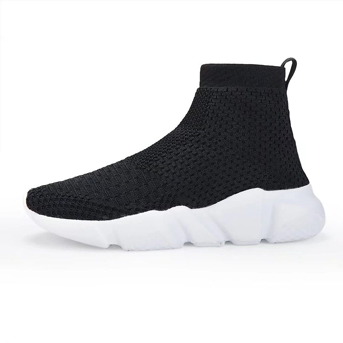 YAVY Sneakers for Boys Tennis Shoes Girls Sock Sneakers for Kids Slip on Shoes Breathable high top Athletic Shoes Lightweight Walking Running Shoes Black 054-35