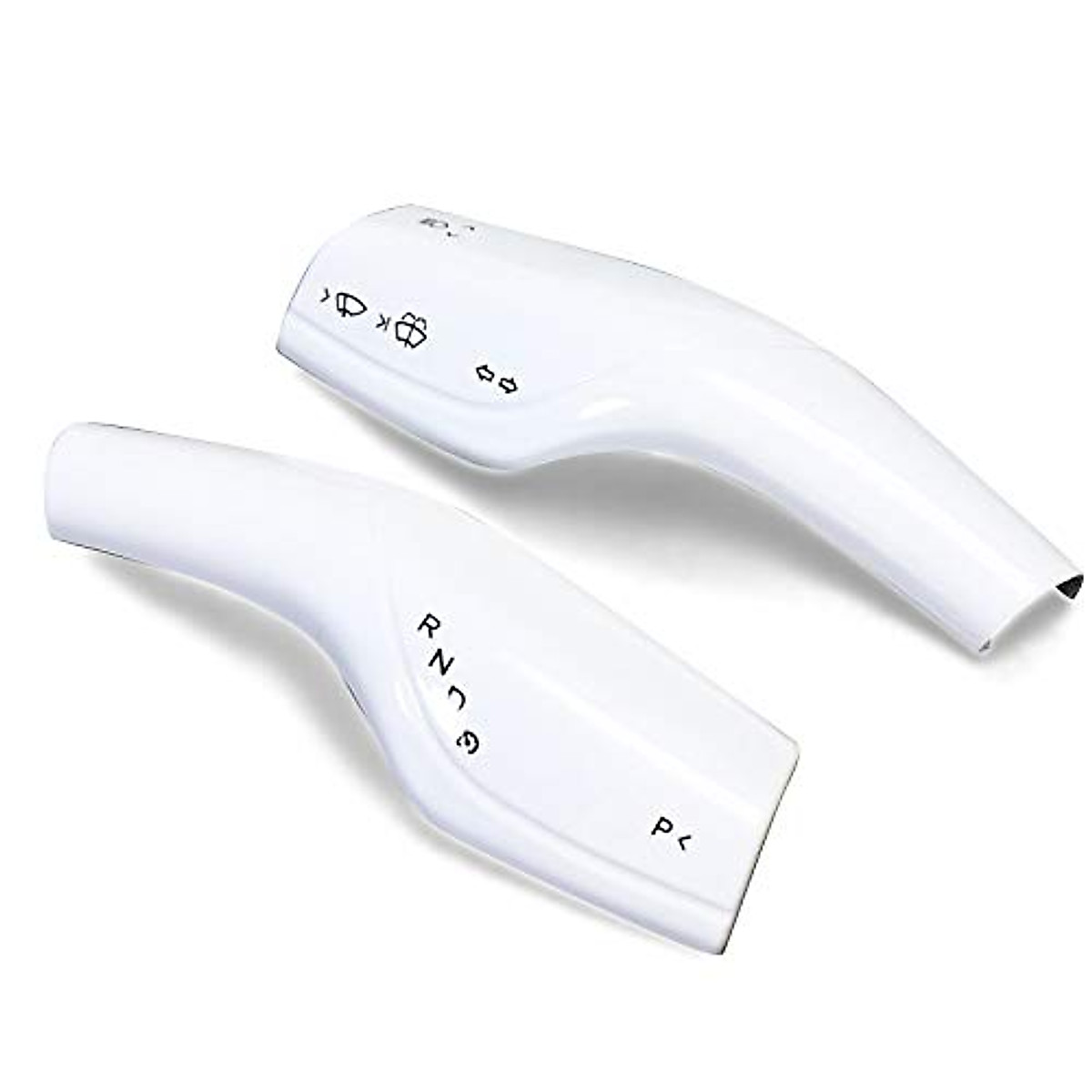 Junejour Steering Lever Cover for Tesla Model 3 Model Y, Carbon Fiber Steering Lever Cover, Gear Shift Cover Accessories Gear Lever Decorative Cover for Tesla Car (White)