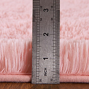 Zacoo Shag Area Rug 9x12 Large Soft Fluffy Shaggy Rugs for Bedroom Living Room Non Slip Modern Furry Floor Carpet Faux Fur Fuzzy Throw Mat for Nurery Kids Girls Room Decor, Pink