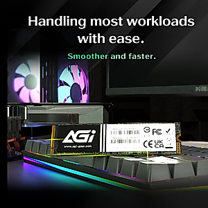 AGI 1TB AI198 Internal SSD, PCIe NVMe M.2 Gen3x4 SLC Caching 3D TLC NAND Flash Internal Solid State Drive SSD (R/W Speed up to 2100/1700 MBs) PC/Laptop Memory and Storage Upgrade