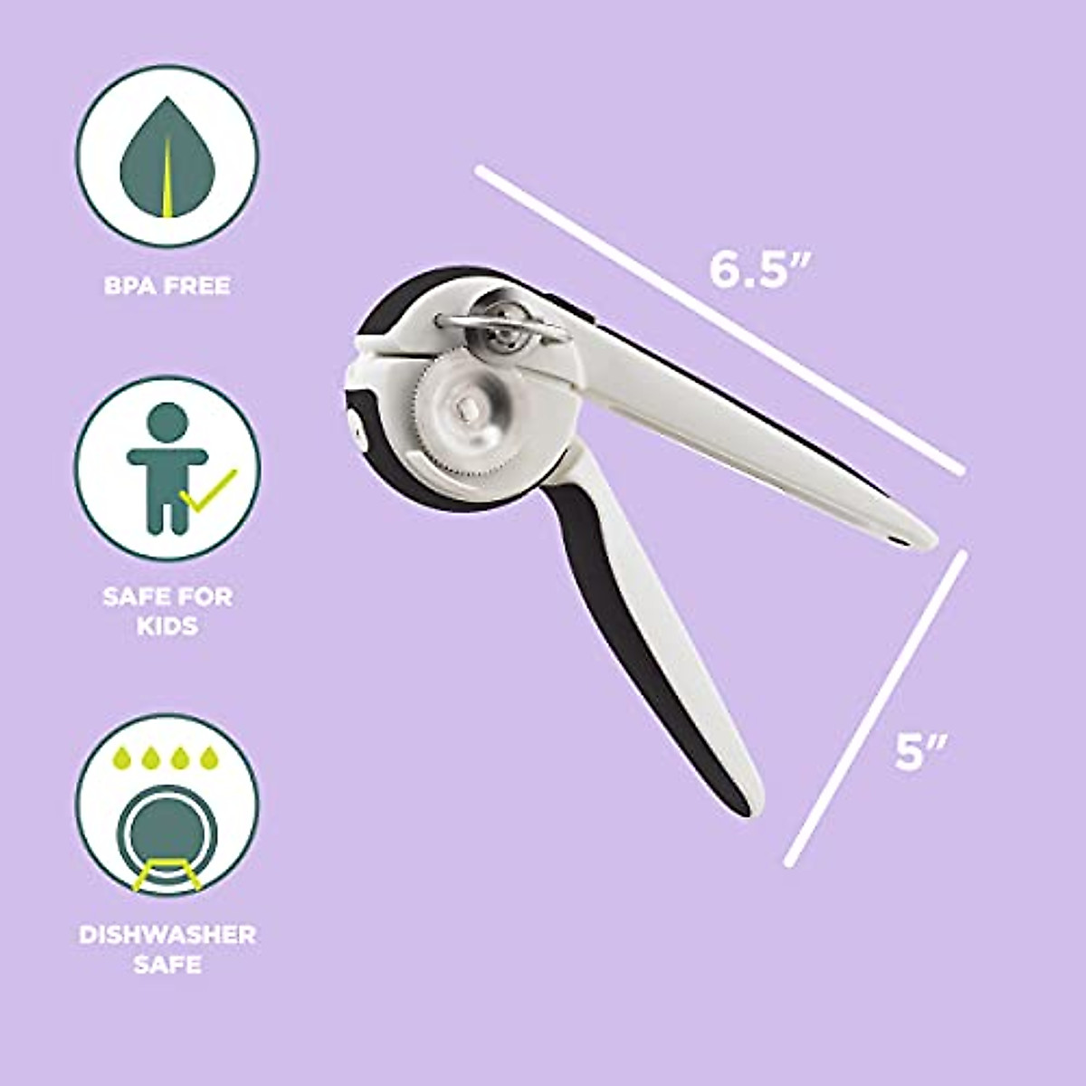 Chef'n EzSqueeze One-Handed Can Opener, 6 long, Black/White