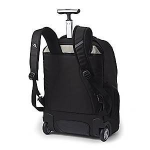 High Sierra Freewheel Pro Wheeled Backpack with 360 Degree Reflectivity, Rotating Handle, Large Main Compartment, and Laptop Sleeve, Black