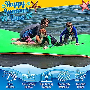 Big Floating Mat Water Foam Pad for Pools, Lakes, Oceans, Giant Lily Pad Pool Float for Water Recreation and Relaxing (Green-White-Orange,9FT)