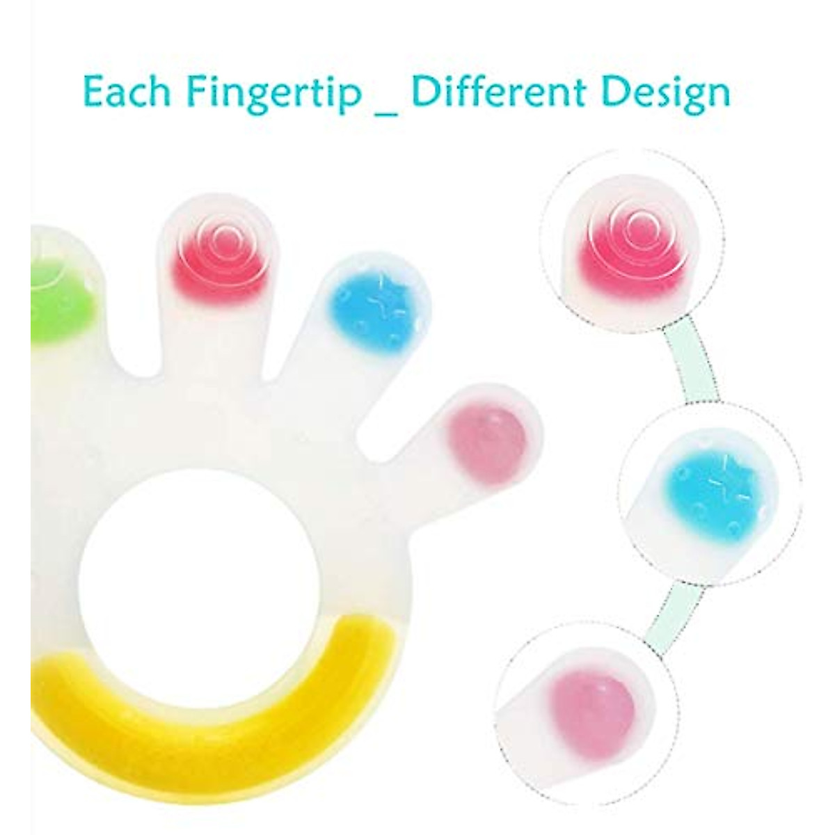 haakaa Palm Teether - Super Soft Silicone Baby Soothing Teether Pacifier, Teething Toys for 3M+ Babies, 0-6, 6-12 Months, BPA Free (1 Pack) Multicolor