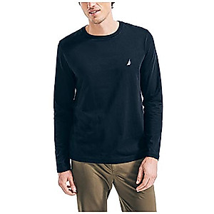 Nautica Men's J-Class Logo Long Sleeve T-Shirt, True Black, Medium