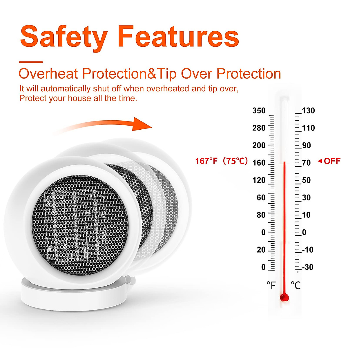 Lmkeji Desk Heater,600W Energy Efficient Desktop Heater for Indoor Use,Safe and Quiet for Bedroom Home Office Use(White)