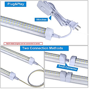 20-Pack, 8FT LED Shop Light Fixture, 144W 6000K T8 Integrated LED Tube, 14500LM Super Bright, 4 Rows LED, High Output, Linkable Light Fixture 8 Foot with Plug for Garage, Workshop, Depot