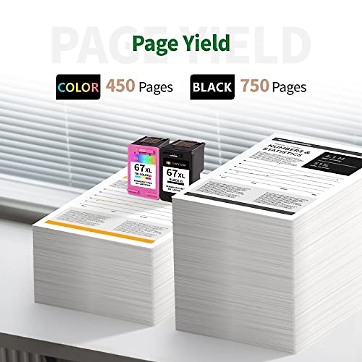 JINTUM 67XL Ink Cartridges Replacement for HP Ink 67 Ink Cartridge Black Color Combo Pack for 2755e 2700 2752e 2752 2742e 4155e 4100 4158e 4152e 4500 6055e 6055 6000(67XL Printer Ink)