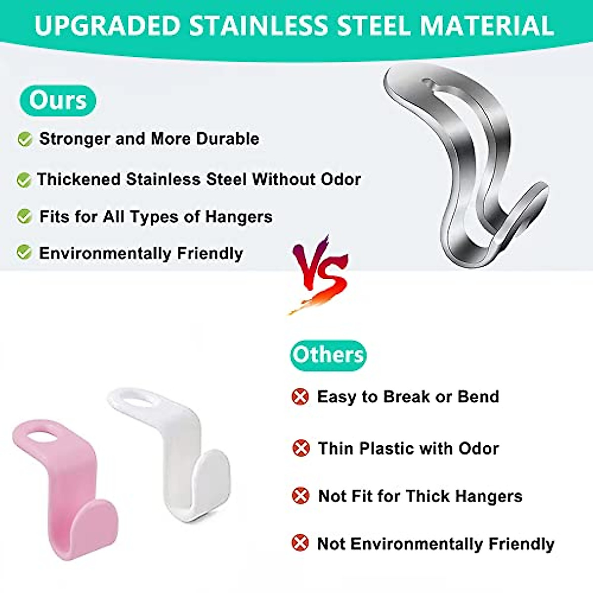 Metal Clothes Hanger Connector Hooks, 10Pcs Durable Hanger Hooks Extender Clips, Space Saving Hangers for Clothes, Cascading Hanger Connection Hooks Space Saver for Closet Organizer and Storage