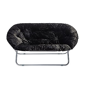 Urban Shop Faux Fur Double Saucer Chair, Black
