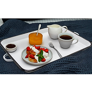 Eternal Living 17” White Enamel Serving Tray with Handles and Baking Cookie Sheet, White
